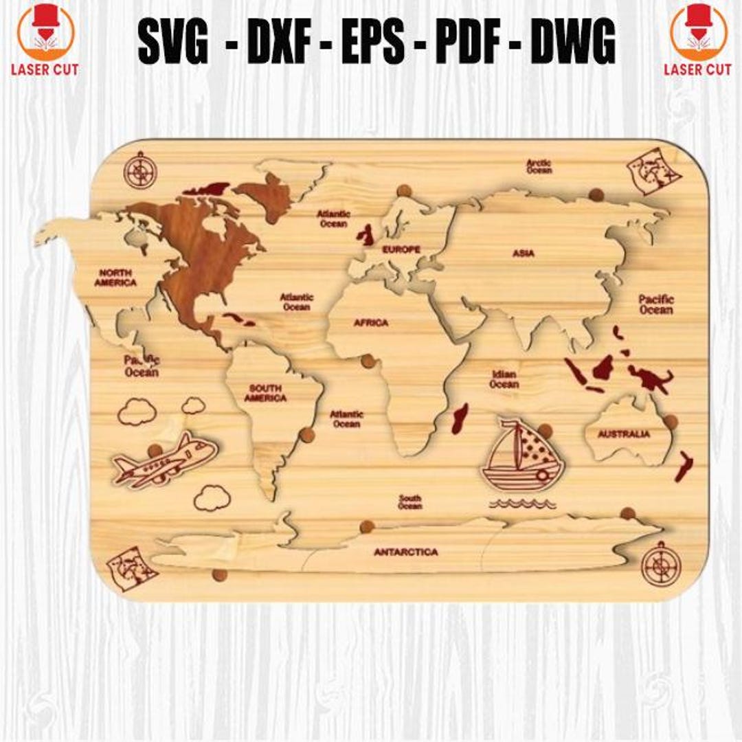World Map With Countries Capitals Laser Cut , Political Map Travel ...