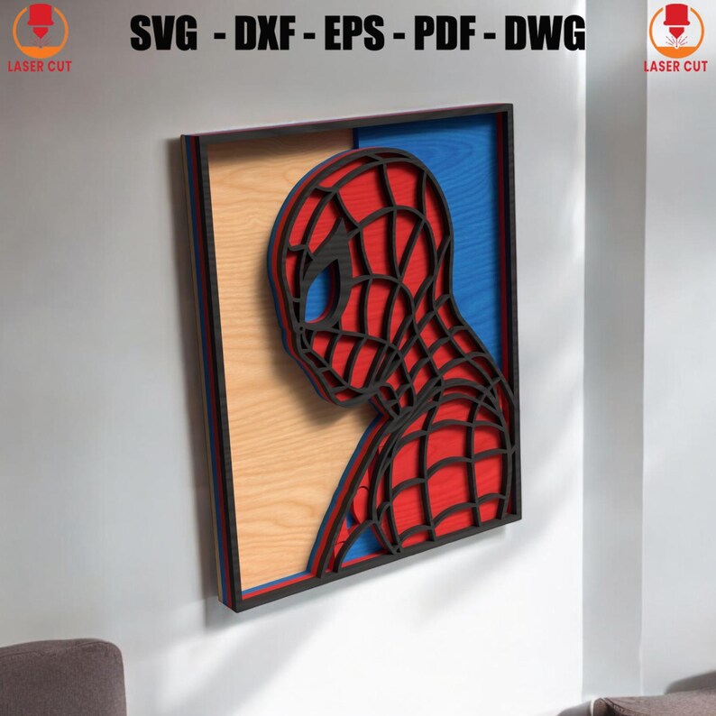 Spider Man 3D Layered Svg Laser Cut File, Superhero Wall Art for Kids ...