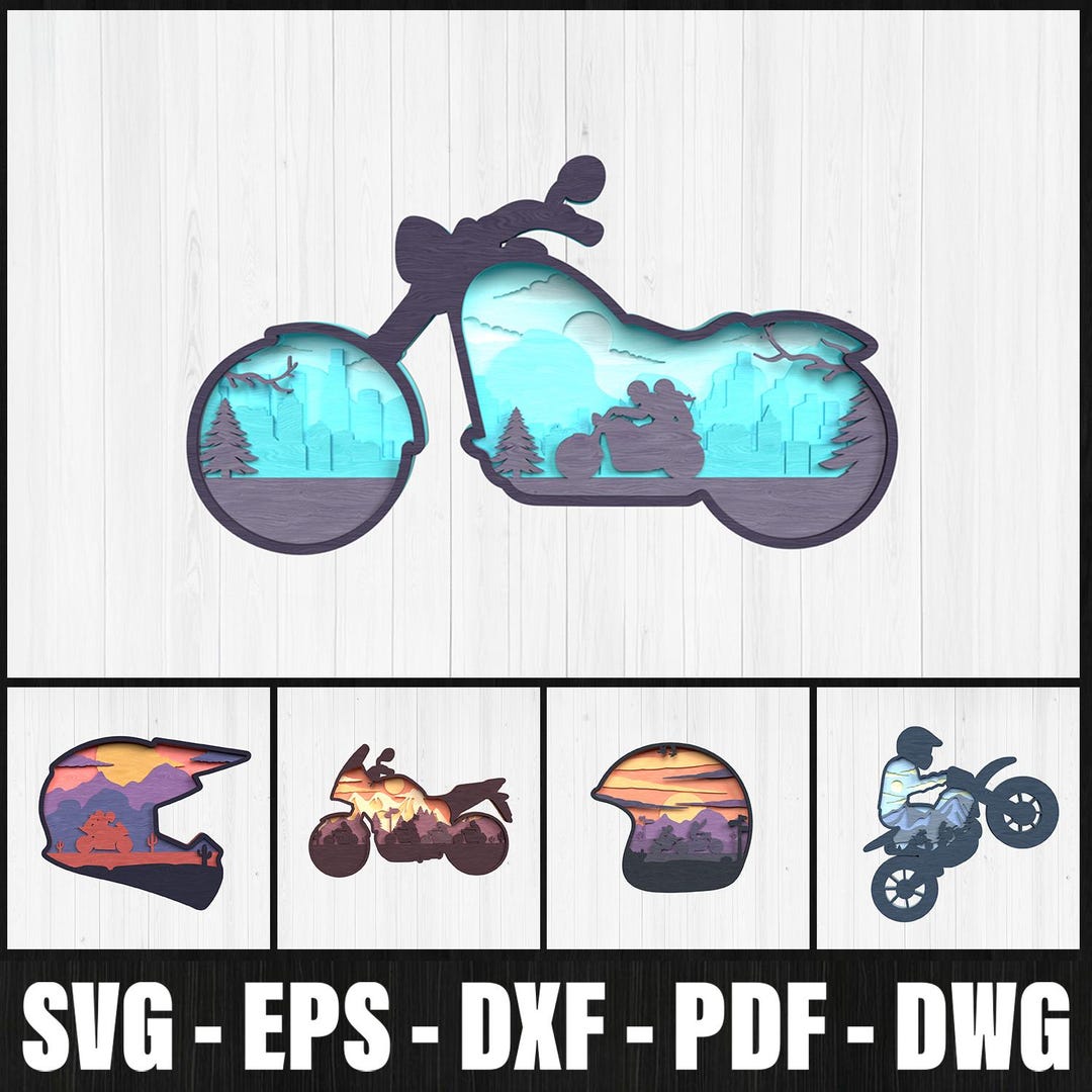 Motorcycle Laser Cut SVG Bundle, Multilayer Motorbike Design (digital ...