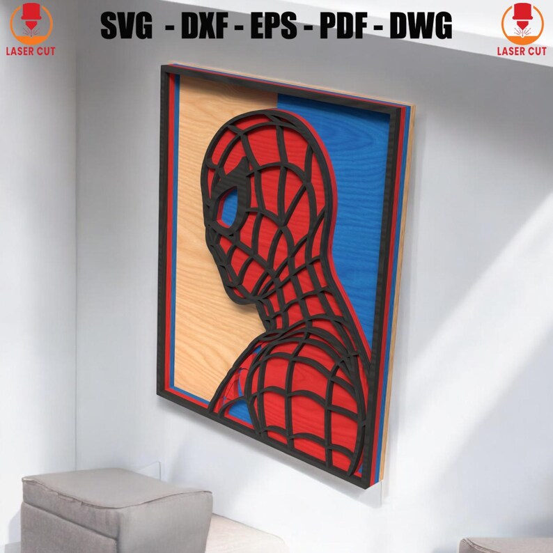 Spider Man 3D Layered Svg Laser Cut File, Superhero Wall Art for Kids ...