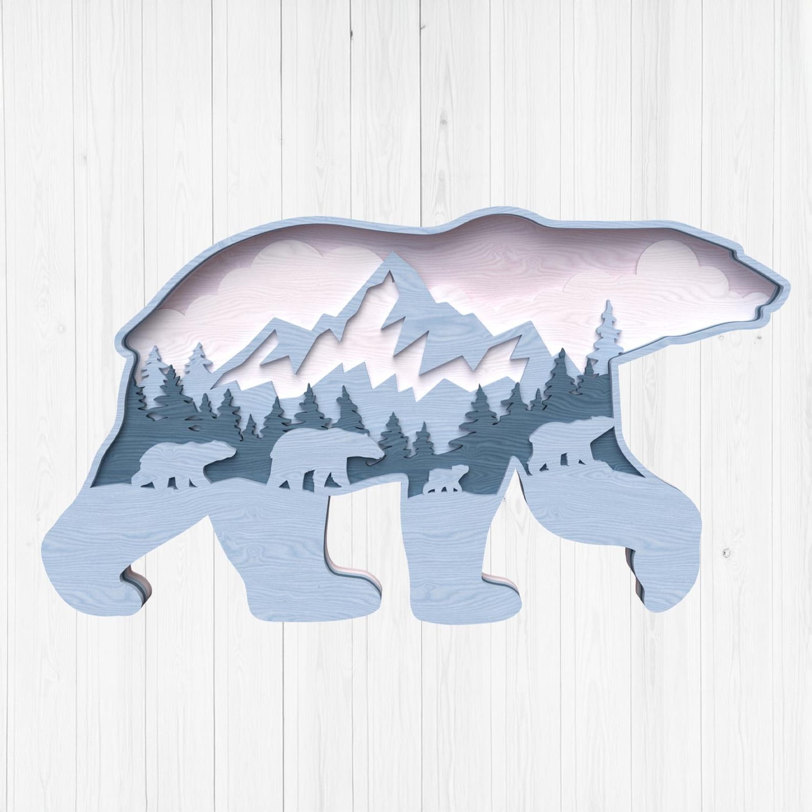 Layered Wild Animals Laser Cut File, 3D Wooden Art (svg, Pdf, Eps, Dxf ...