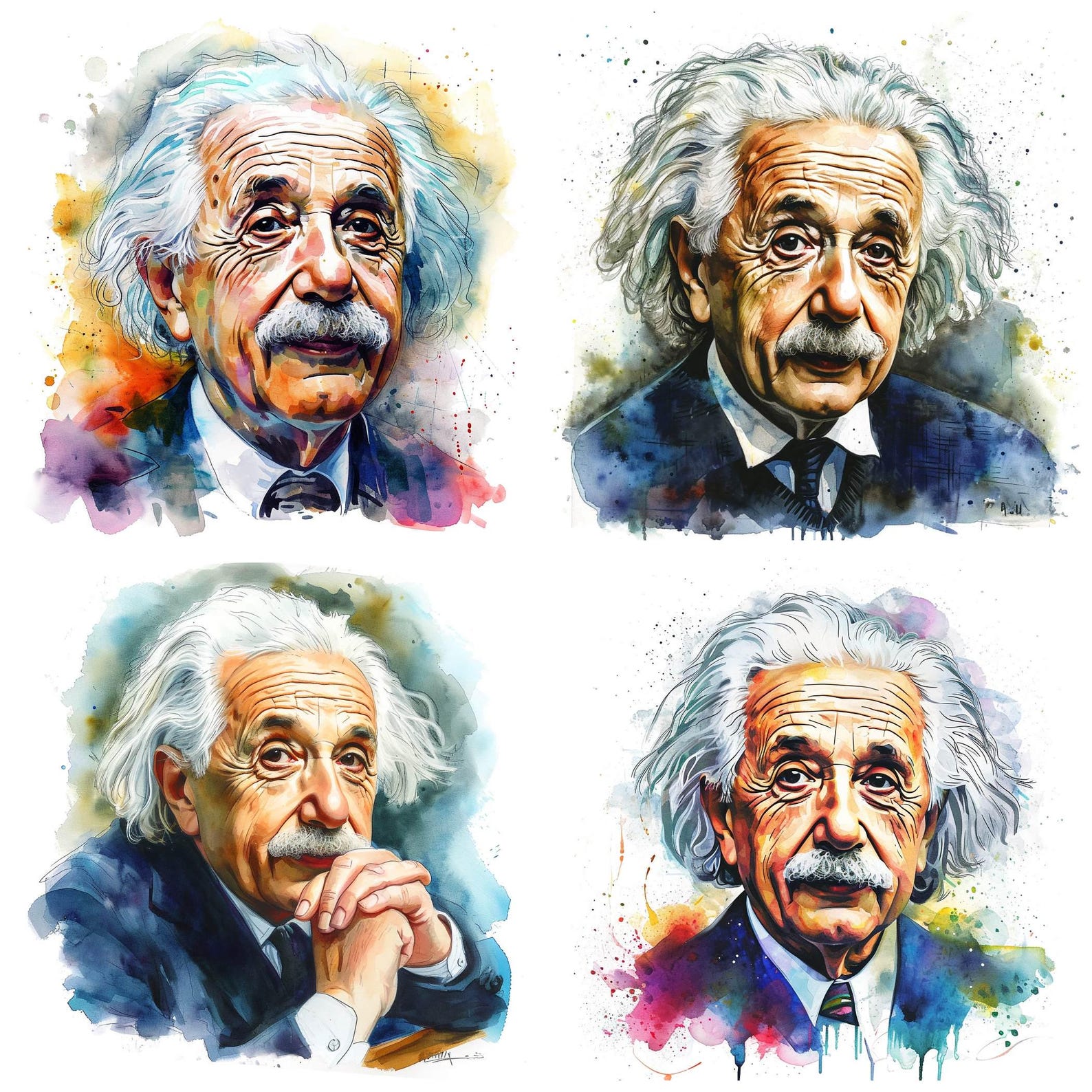 28 Albert Einstein PNG Clipart Bundle, Watercolor Einstein JPEG Digital ...