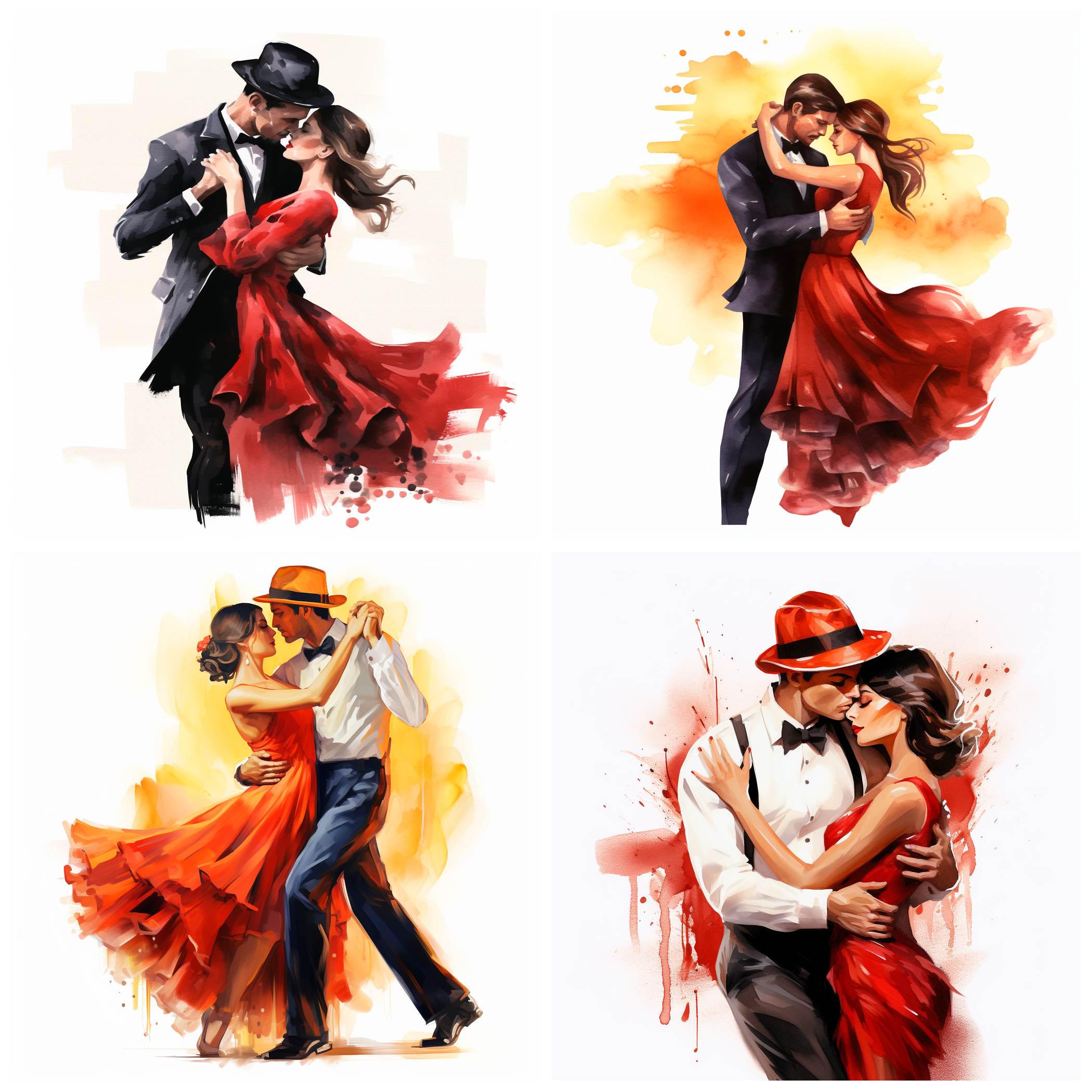 33 Tango Dancing PNG Clipart Bundle, Watercolor Tango Couple Digital ...