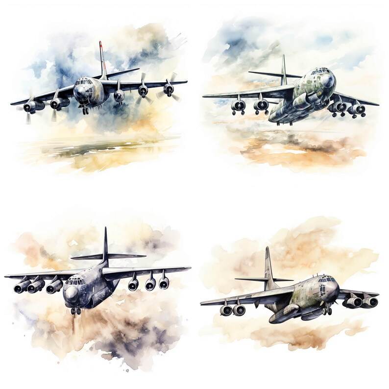 20 Bomber Aircraft PNG Clipart, Watercolor Military Bomber Digital Art ...