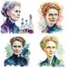 30 Marie Curie JPG Clipart Bundle, Watercolor Science Icon Curie ...