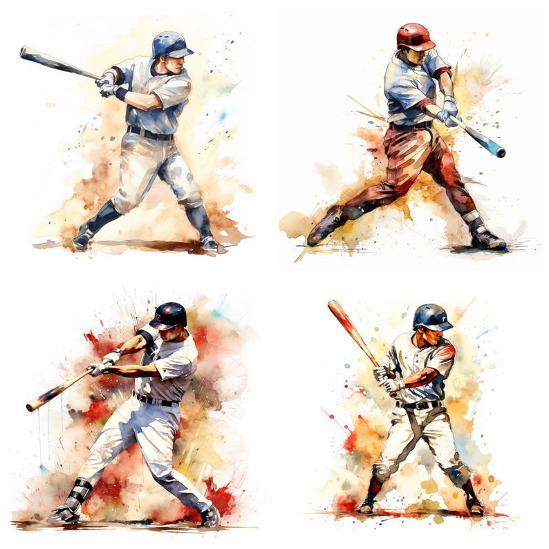 29 Baseball PNG Clipart Bundle, Watercolor Baseball Player Digital Art ...