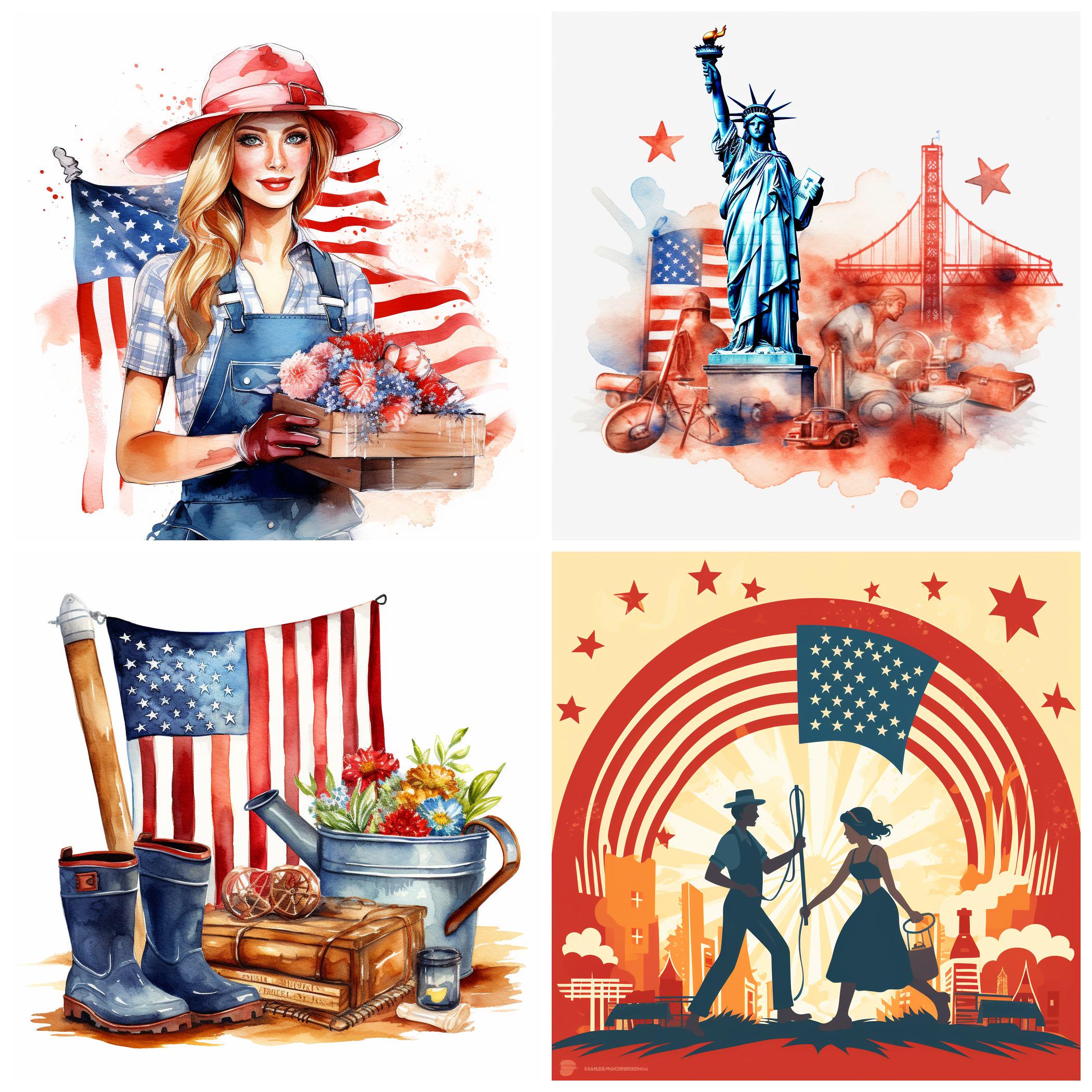 56 Labor Day PNG Clipart Bundle, Watercolor Workers' Day Wall Art ...
