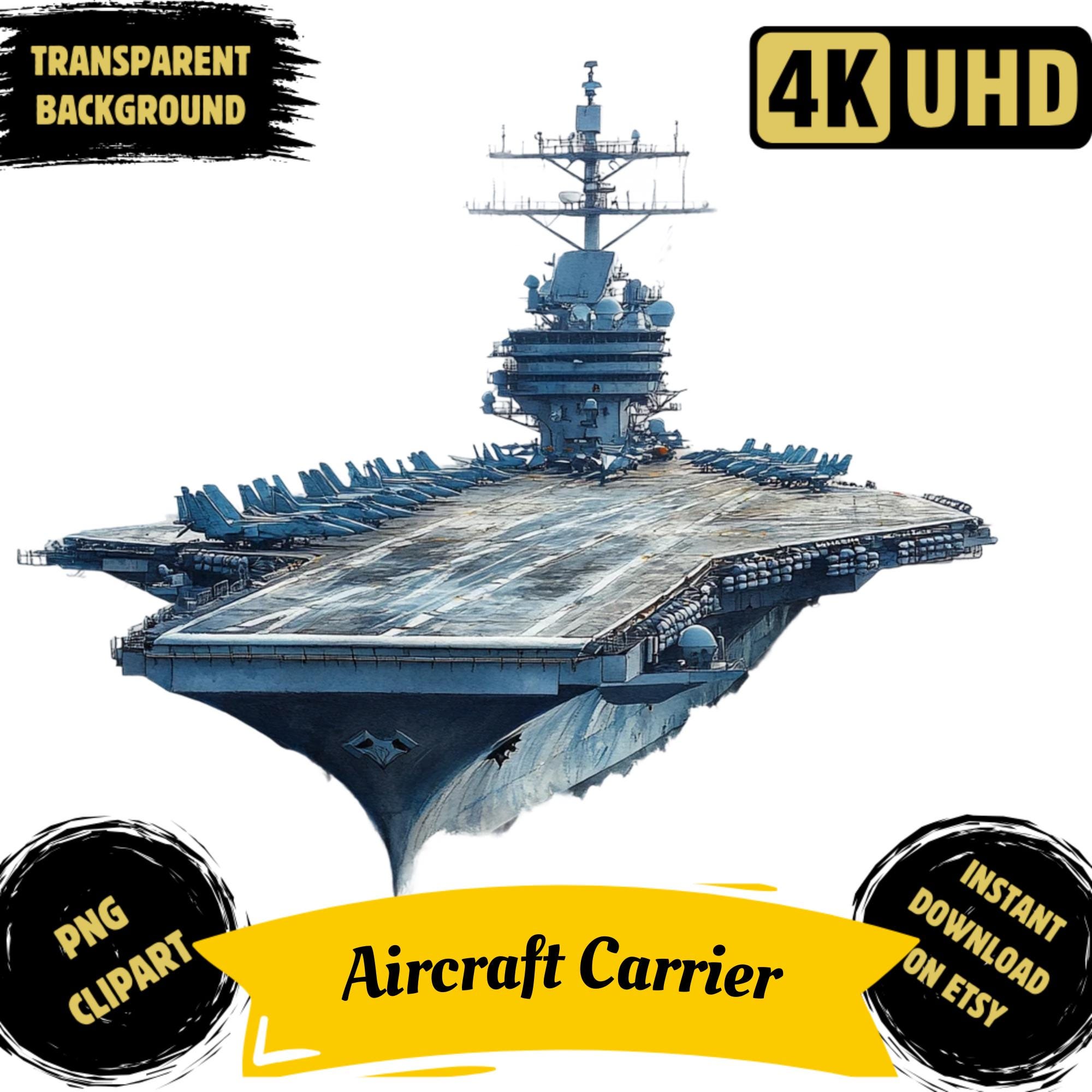 Aircraft Carrier PNG Clipart Bundle, Watercolor Nautical Illustration ...