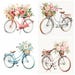 Floral Bicycle PNG Clipart Bundle, Watercolor Blooming Bicycle Digital ...