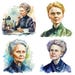 30 Marie Curie JPG Clipart Bundle, Watercolor Science Icon Curie ...