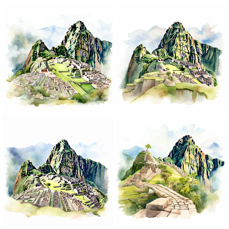 36 Machu Picchu PNG Clipart Bundle, Watercolor Lost City of the Incas ...