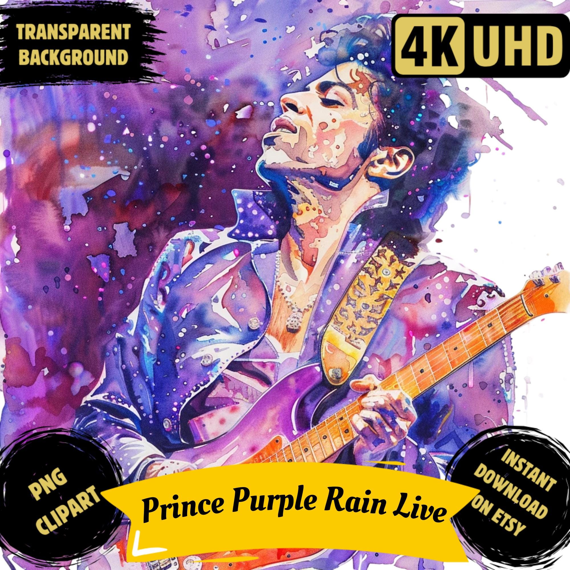 Prince Live PNG Clipart Bundle, Watercolor Prince With Electric Guitar ...