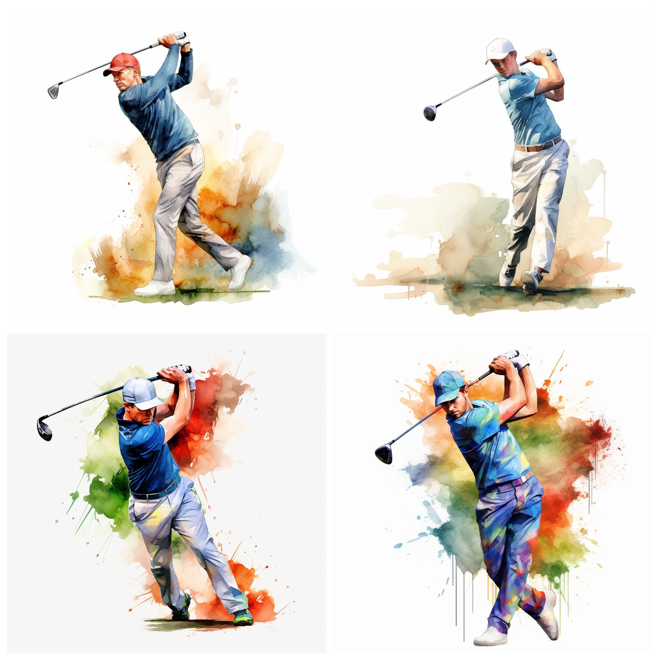 24 Golf Sport PNG Clipart, Watercolor Golf Scenery Illustration for POD ...