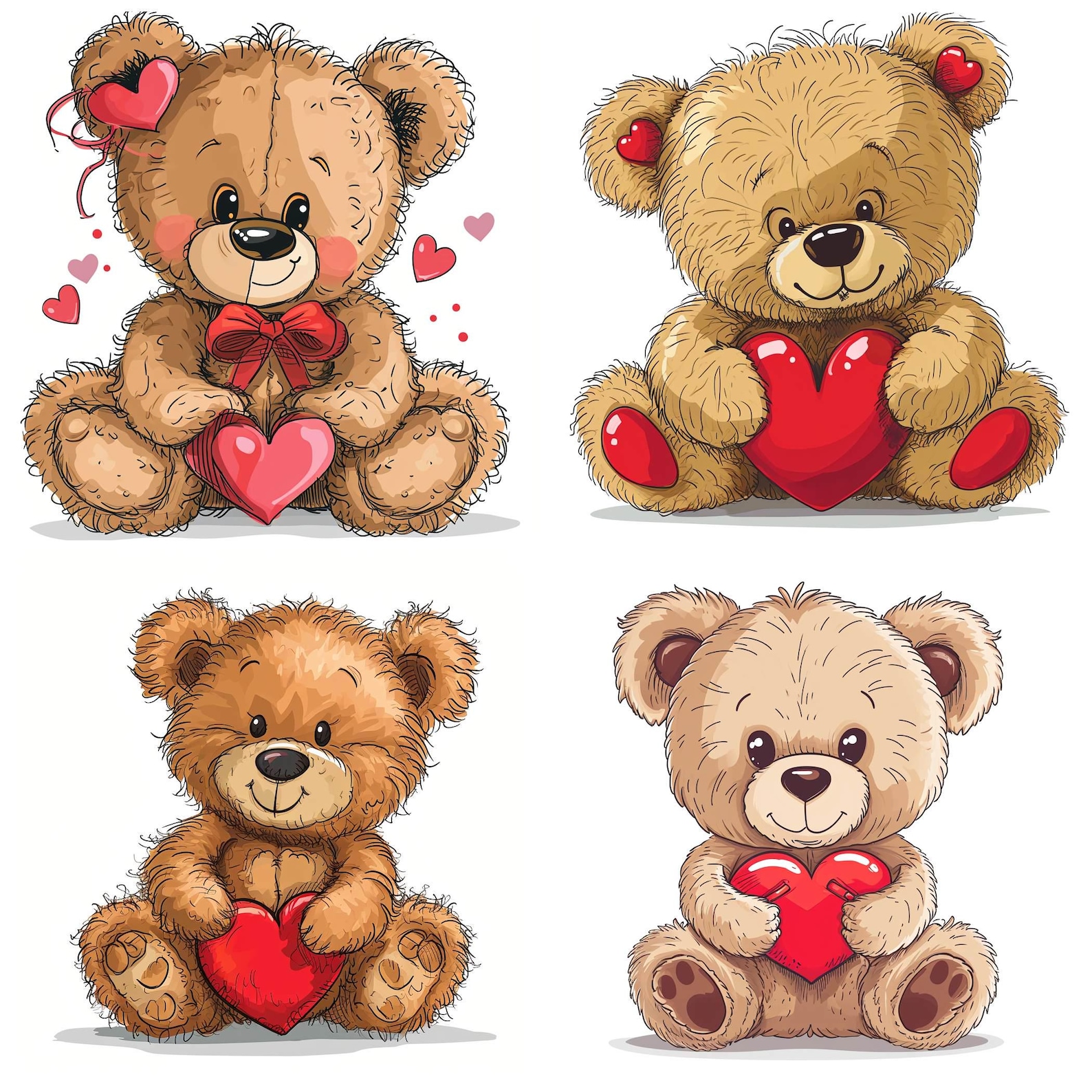 25 Valentine Day Teddy Bear PNG Clipart Bundle, Watercolor Teddy Bear ...