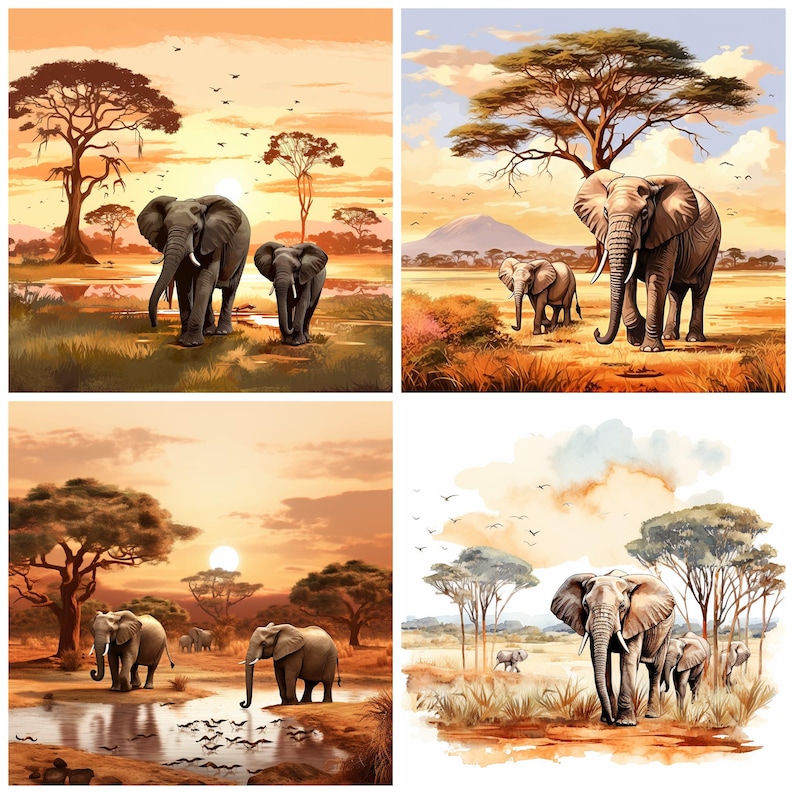 72 Africa Savannah Animals PNG Clipart Bundle, Watercolor African ...