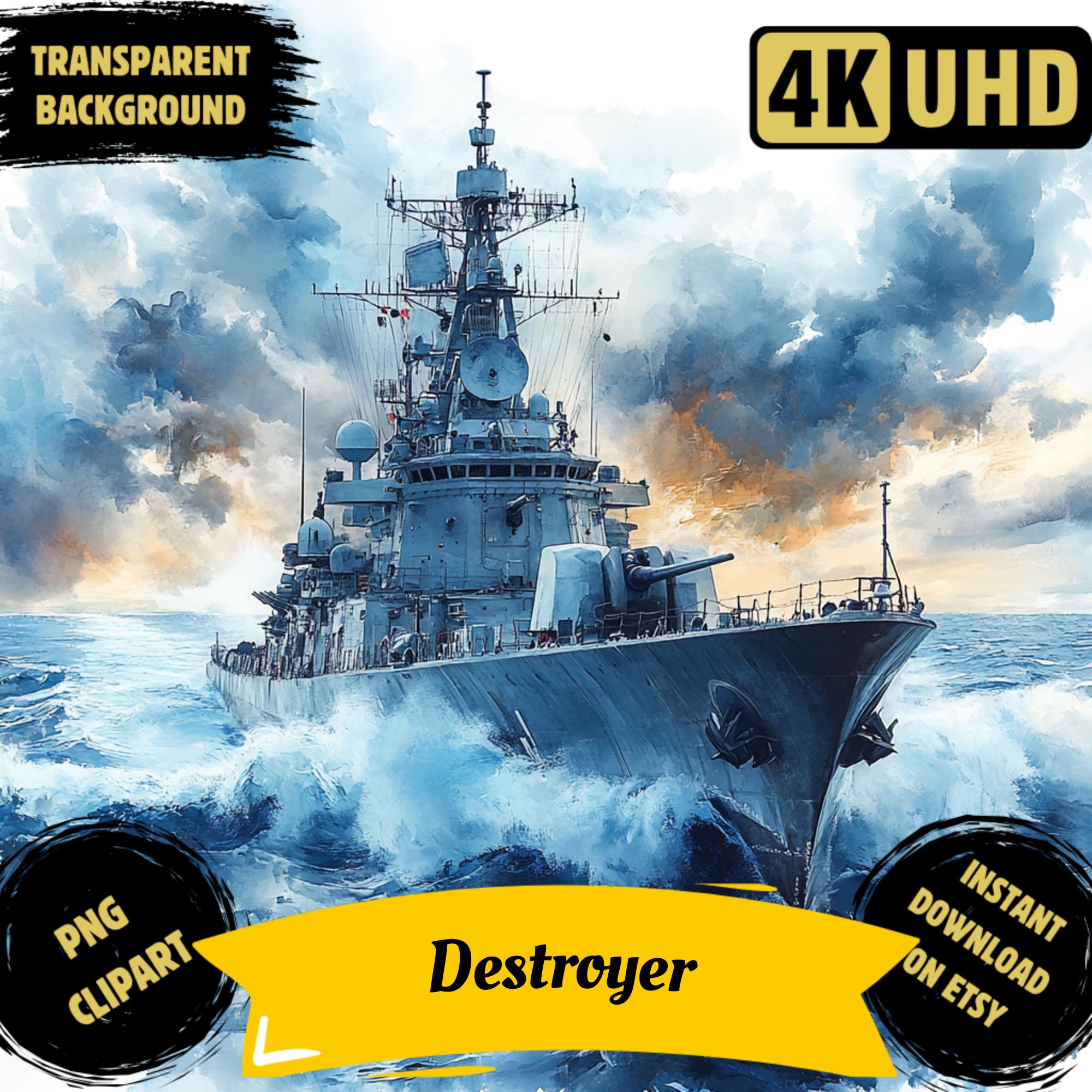 Destroyer Ship PNG Clipart Bundle, Watercolor Nautical Military ...