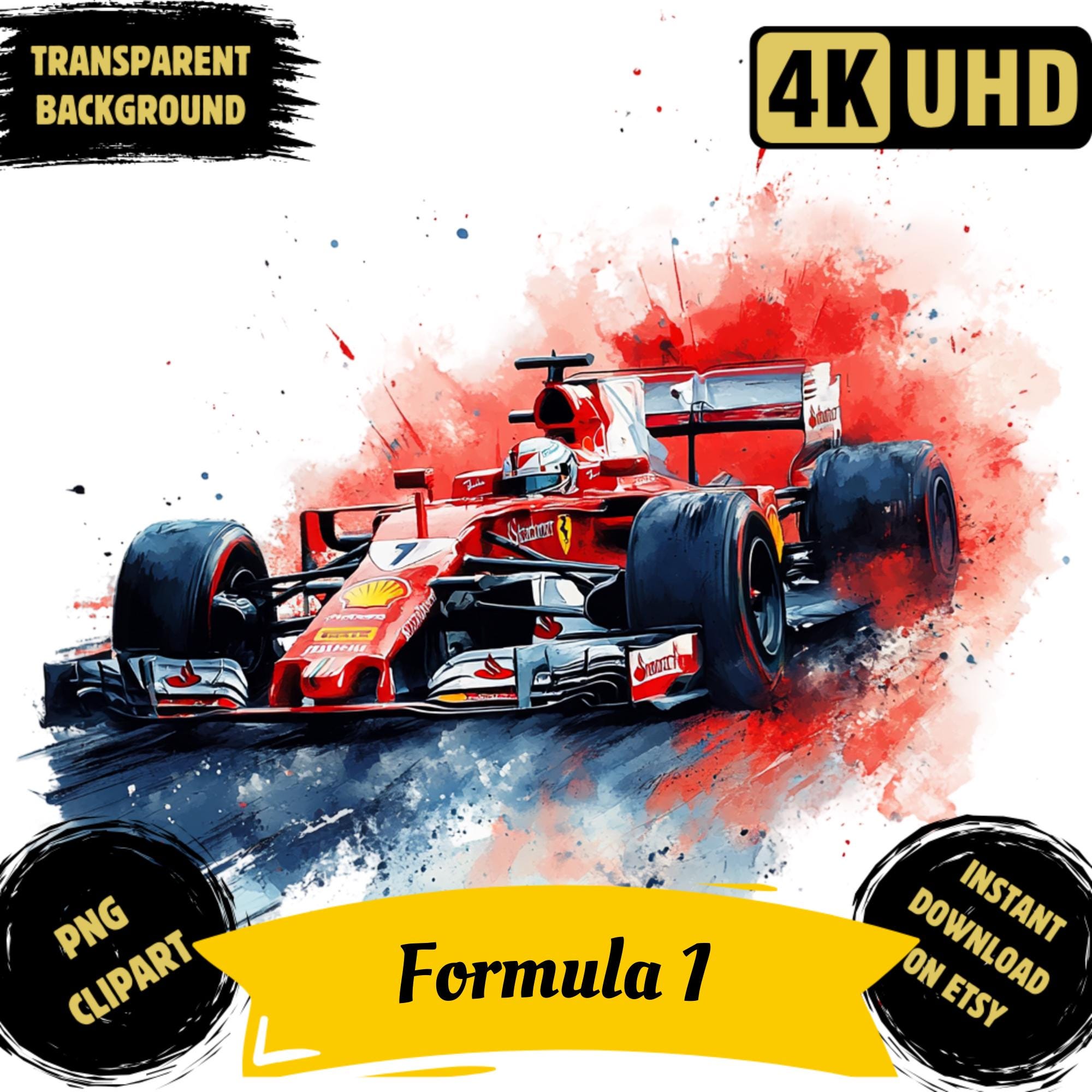 Formula 1 Car PNG Clipart Bundle, Watercolor F1 Grand Prix Car Scenery ...
