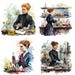 30 Marie Curie JPG Clipart Bundle, Watercolor Science Icon Curie ...