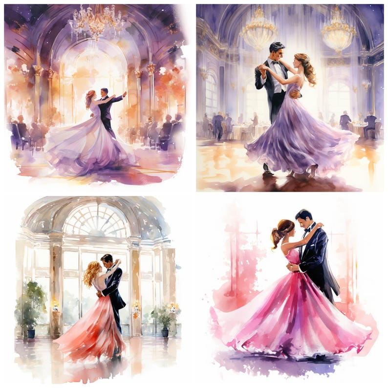 32 Ballroom Dancing PNG Clipart Bundle, Watercolor Waltz Dance Digital ...