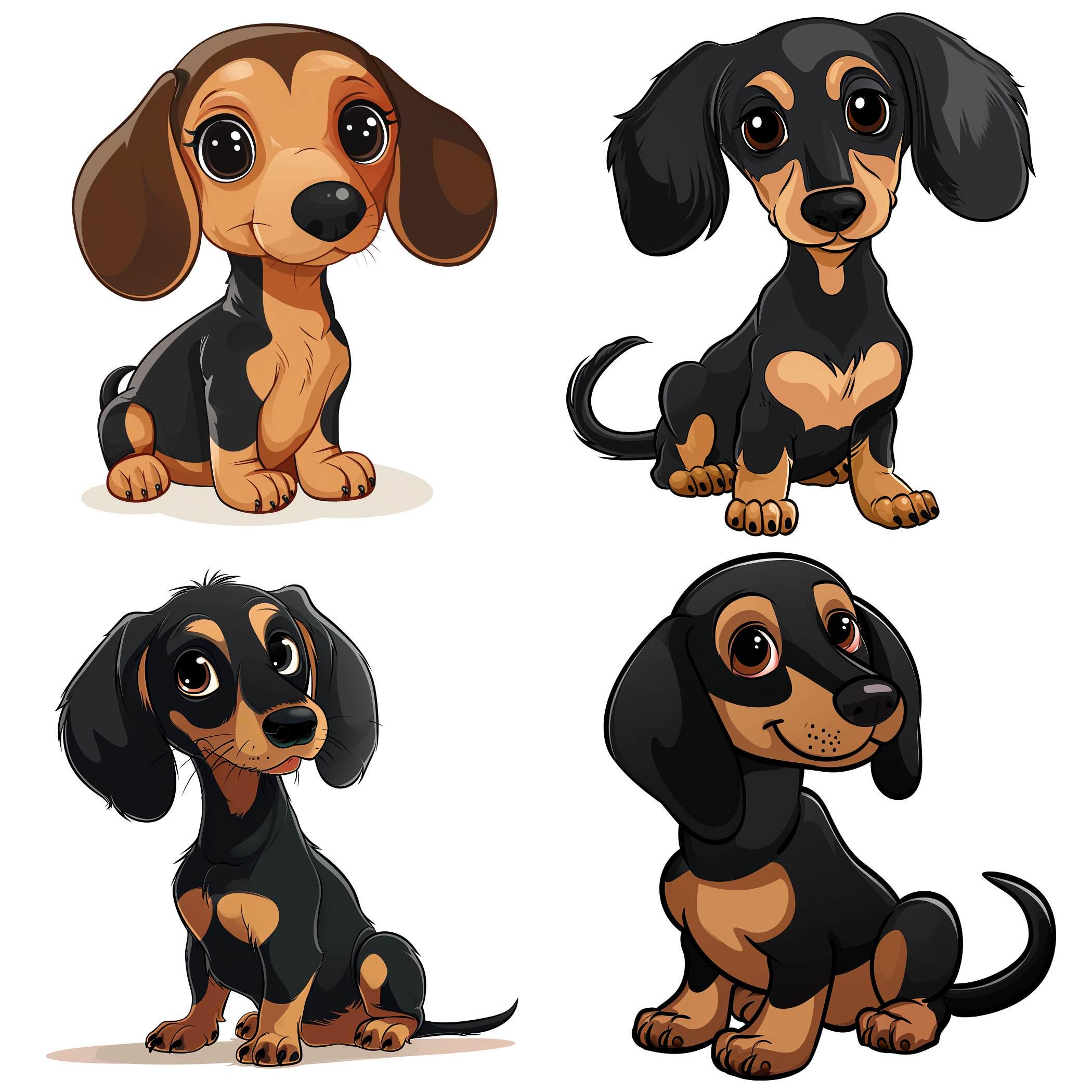 26 Cartoon Dachshund JPG Clipart Bundle, Animated Dachshund PNG Digital ...