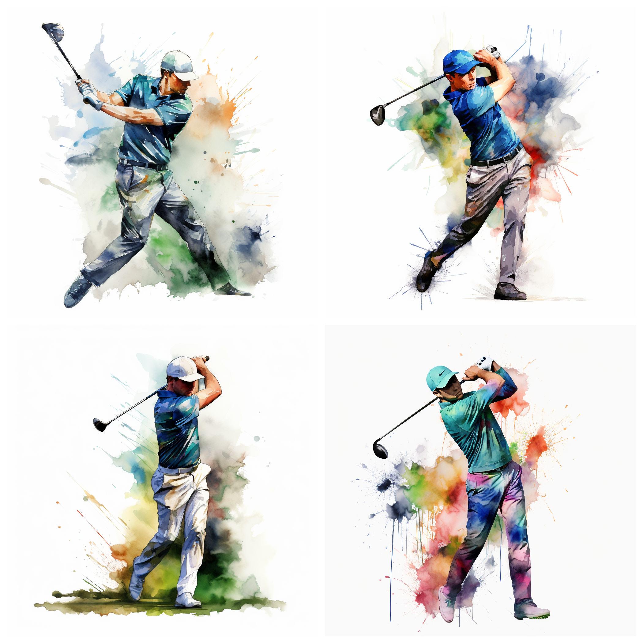 24 Golf Sport PNG Clipart, Watercolor Golf Scenery Illustration for POD ...