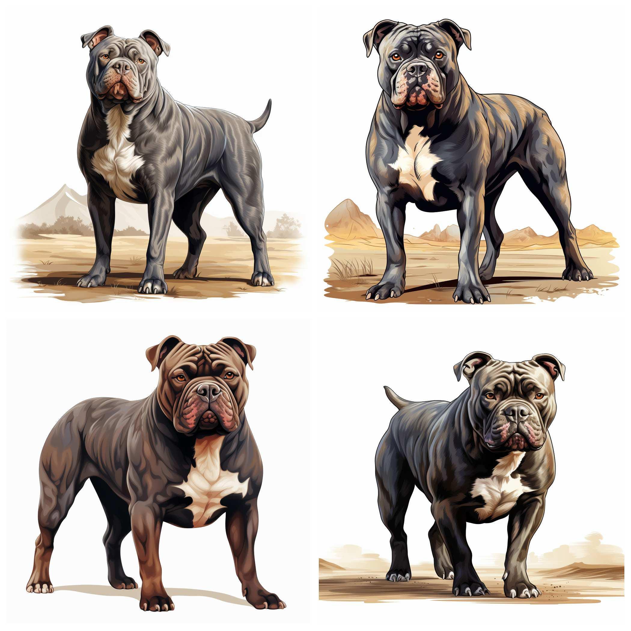 35 XL American Bully Dog Breed PNG Clipart Bundle, Watercolor American ...