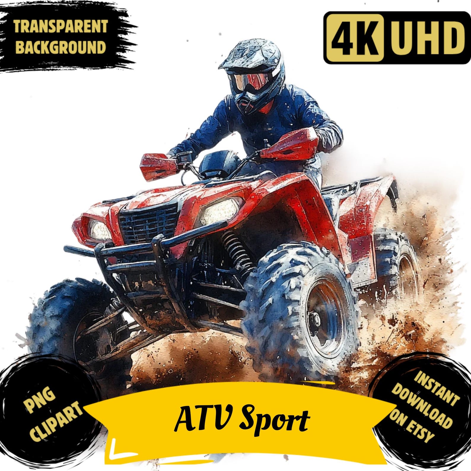 Watercolor ATV Sport PNG Printable Clipart,all-terrain Vehicle ...