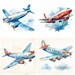 Lot de 32 cliparts PNG avion, aquarelle avion art numérique JPEG ...