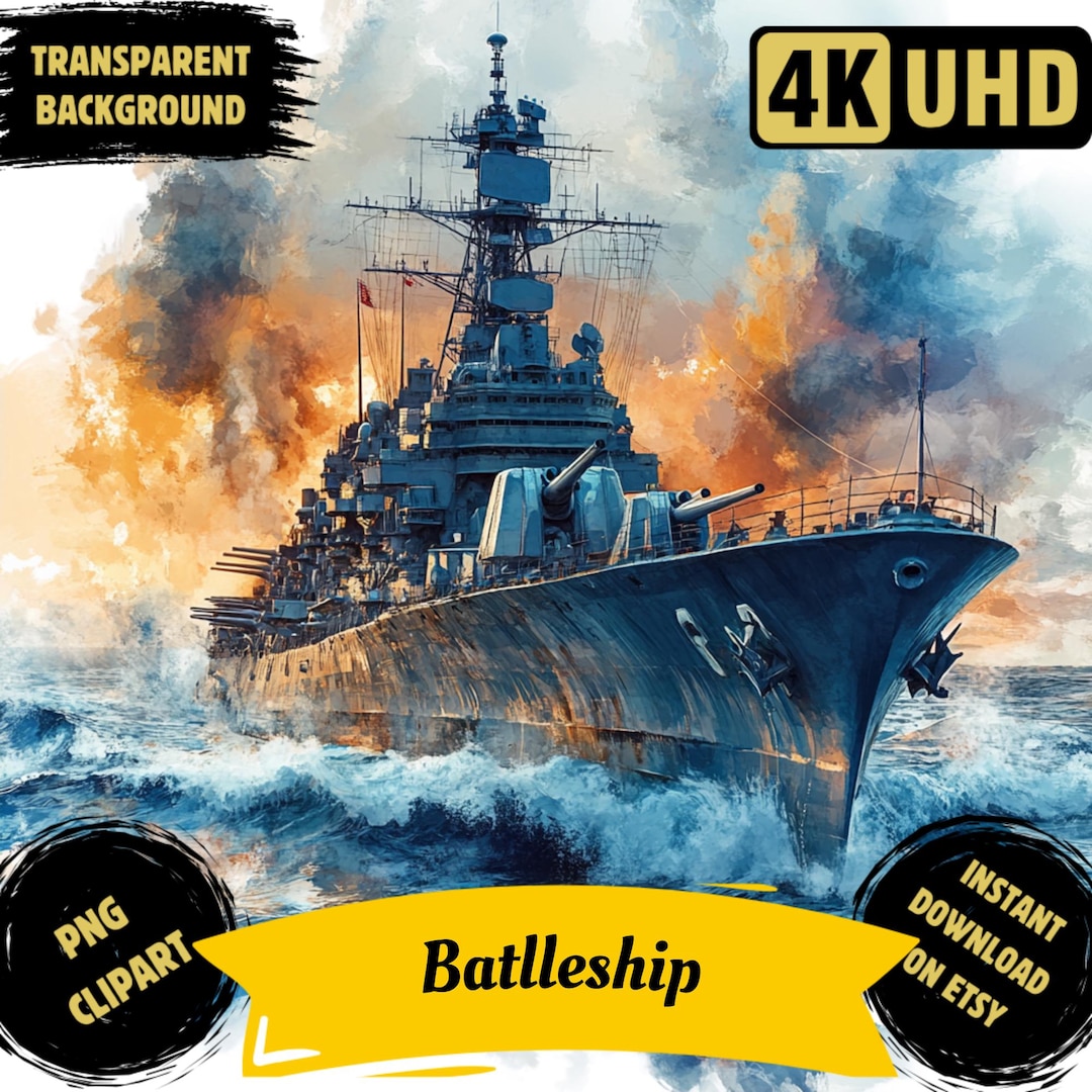 Battleship PNG Clipart Bundle, Watercolor Modern Battleship Nautical ...