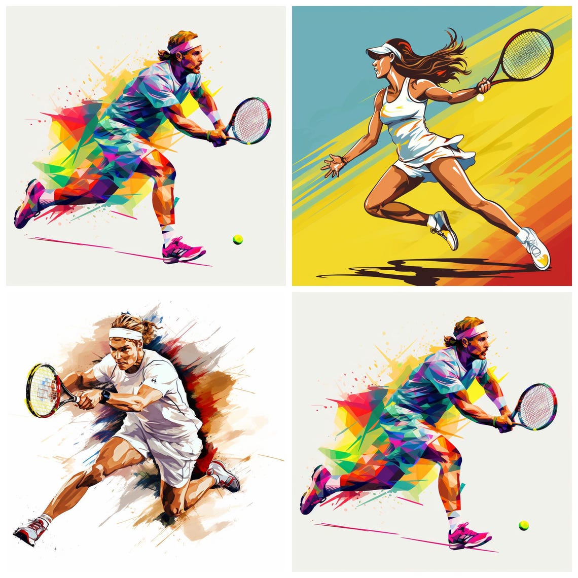 27 Tennis Sport PNG Clipart, Watercolor Tennis Dynamic Pose ...