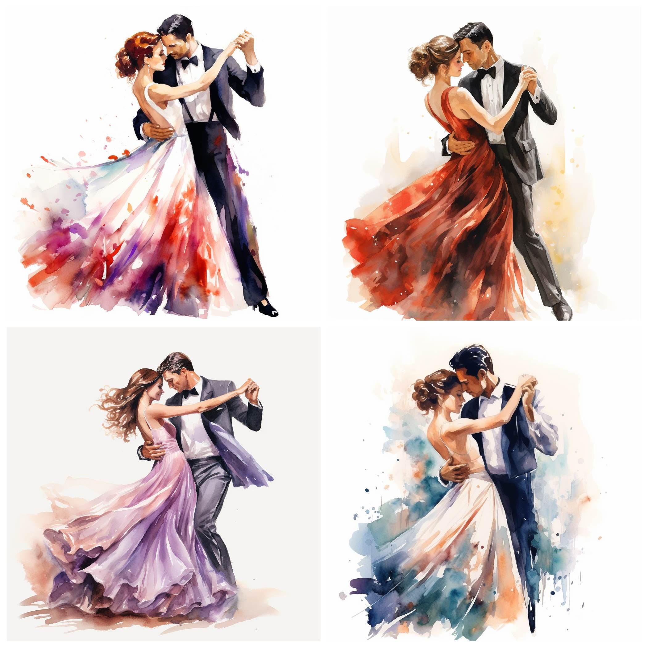 32 Ballroom Dancing PNG Clipart Bundle, Watercolor Waltz Dance Digital ...