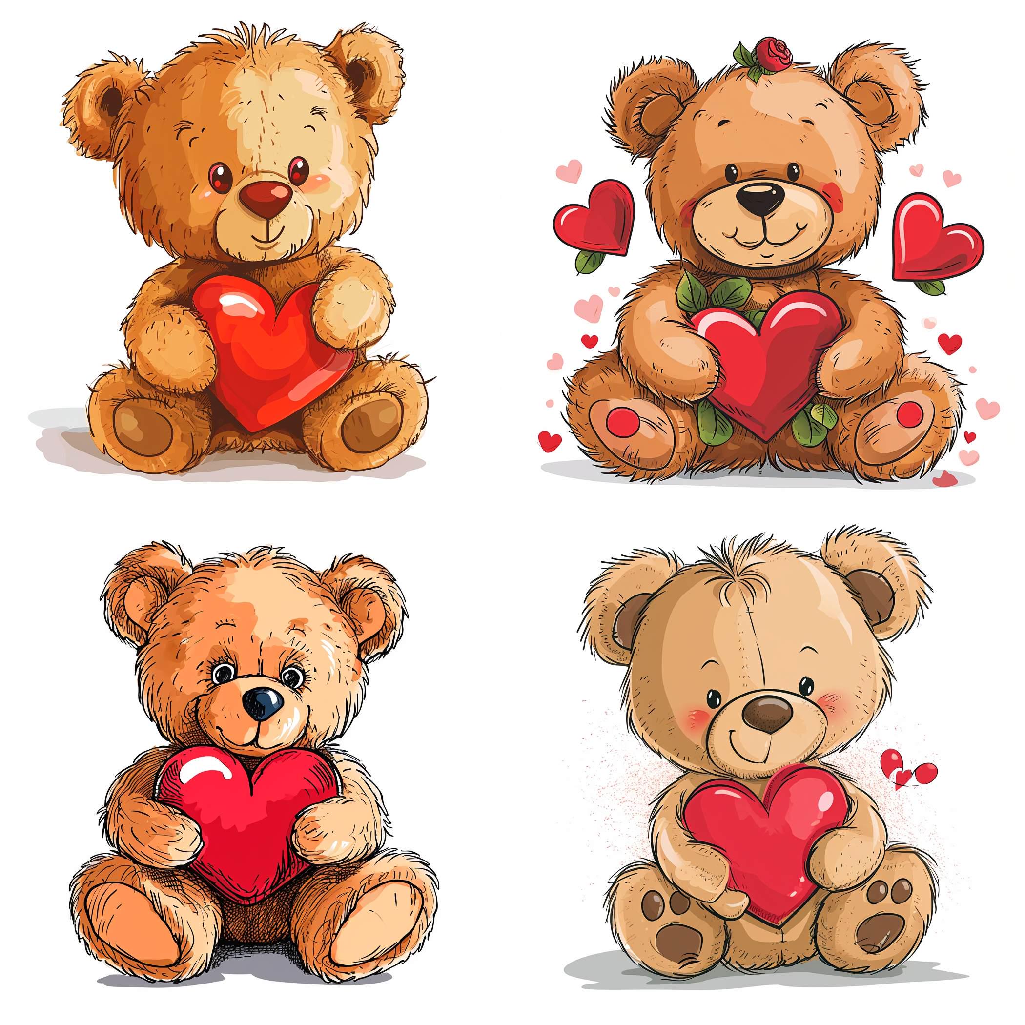 25 Valentine Day Teddy Bear PNG Clipart Bundle, Watercolor Teddy Bear ...