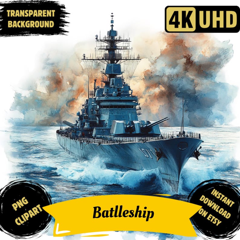 Battleship PNG Clipart Bundle, Watercolor Modern Battleship Nautical ...