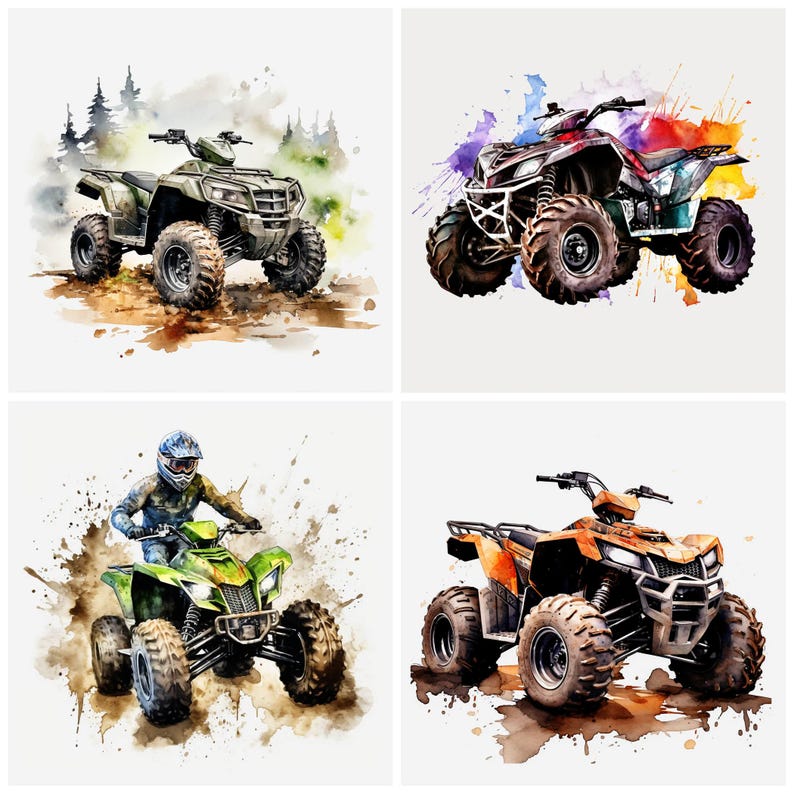 41 ATV Motosport PNG Clipart, Watercolor Atv Rider Sports Illustration ...