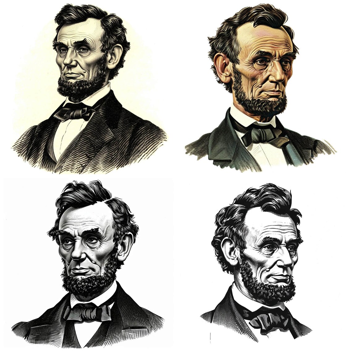 23 Abraham Lincoln PNG Clipart Bundle, Watercolor Civil War Leader ...