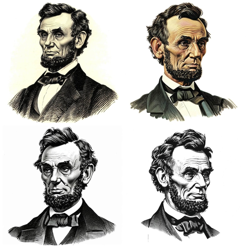 23 Abraham Lincoln PNG Clipart Bundle, Watercolor Civil War Leader ...