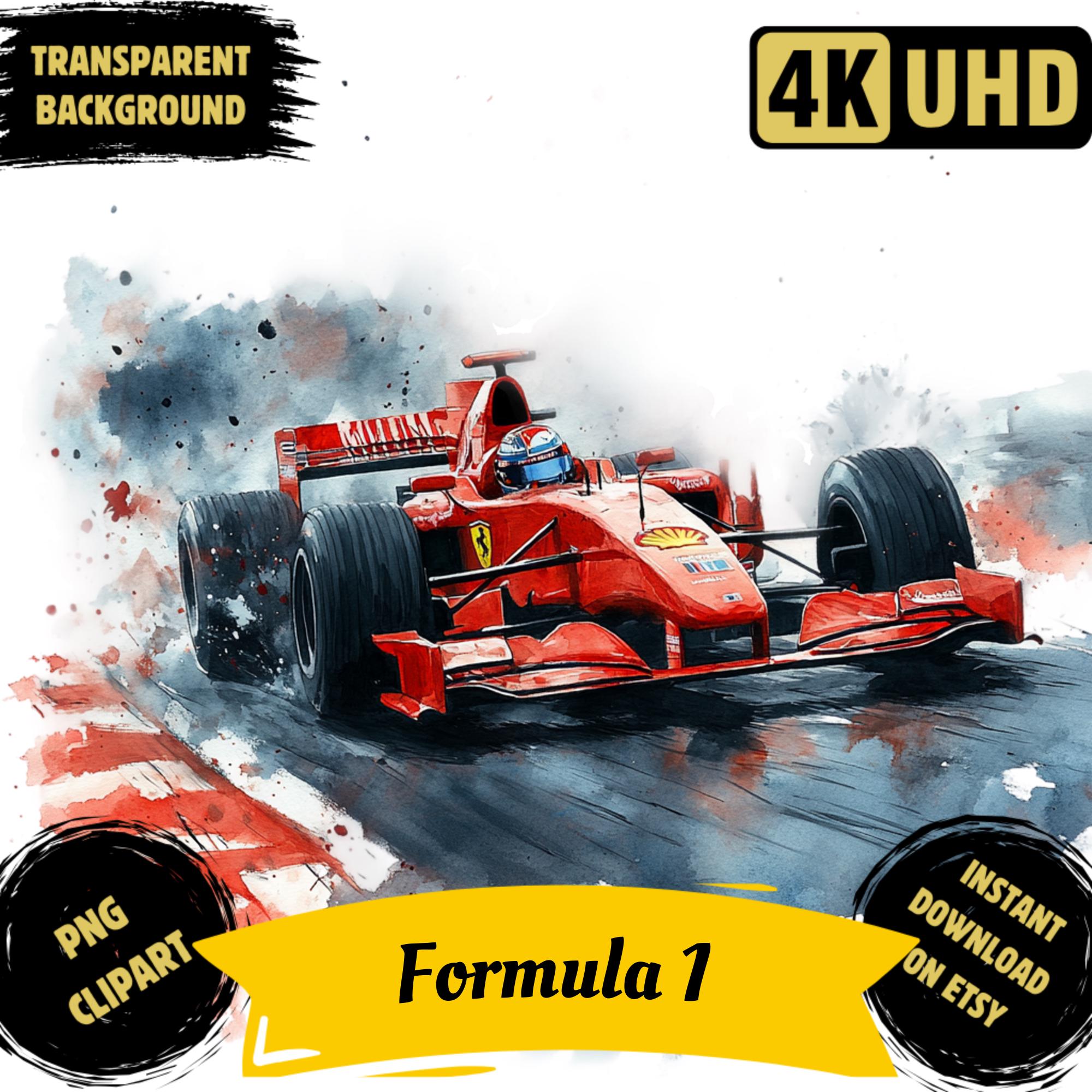 Formula 1 Car PNG Clipart Bundle, Watercolor F1 Grand Prix Car Scenery ...