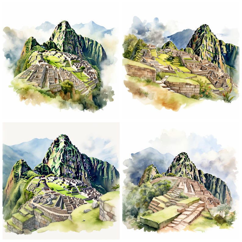 36 Machu Picchu PNG Clipart Bundle, Watercolor Lost City of the Incas ...