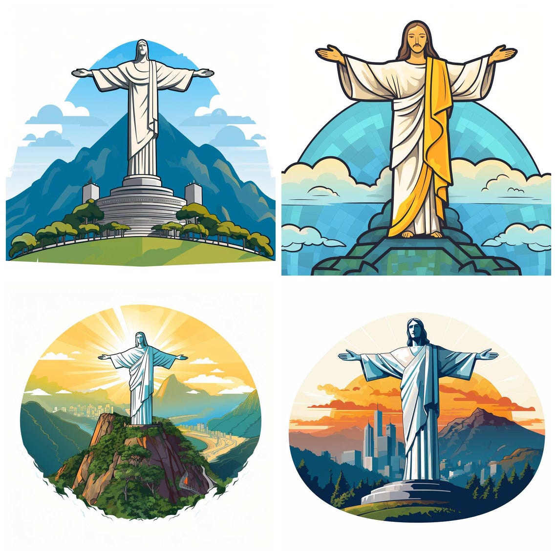 34 Christ the Redeemer PNG Clipart Bundle, Watercolor Brasil Christ the ...