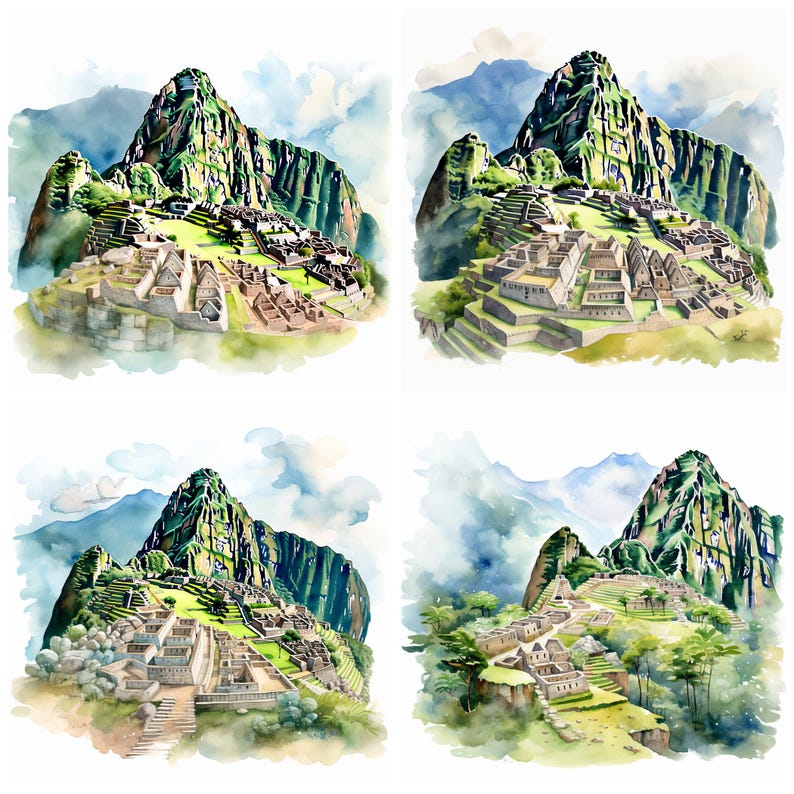 36 Machu Picchu PNG Clipart Bundle, Watercolor Lost City of the Incas ...