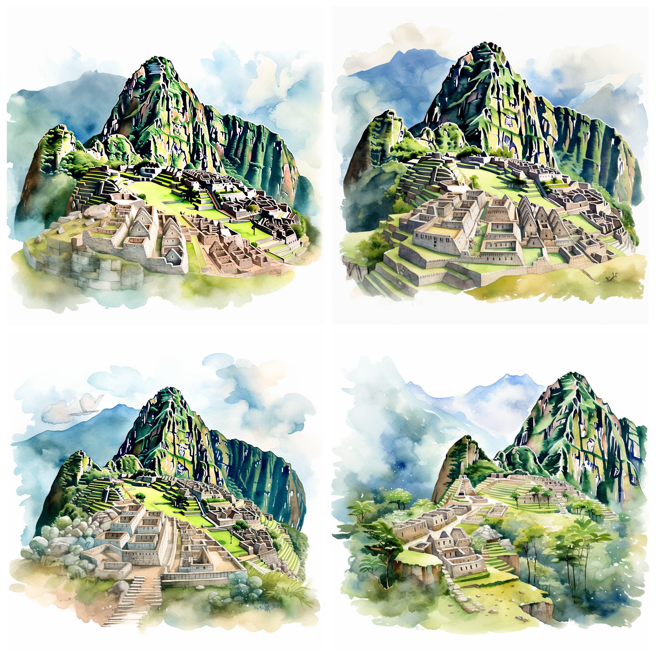 36 Machu Picchu PNG Clipart Bundle, Watercolor Lost City of the Incas ...