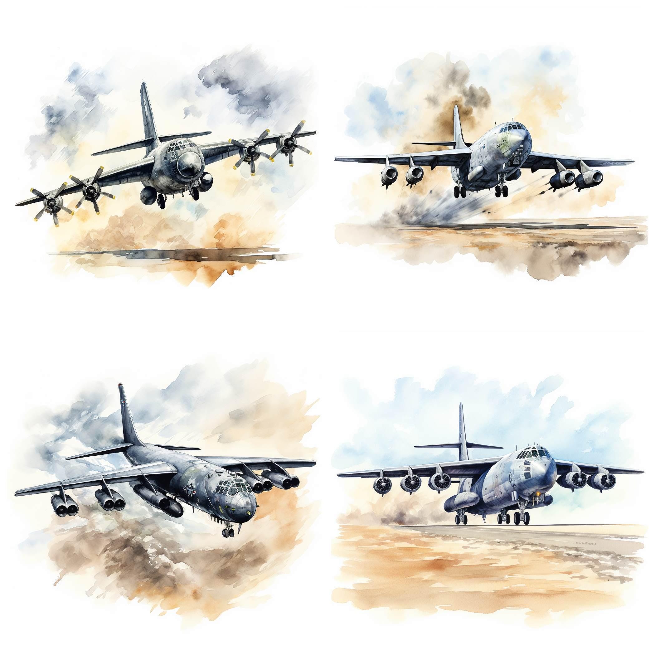 20 Bomber Aircraft PNG Clipart, Watercolor Military Bomber Digital Art ...