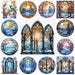 32 Winter Stained Glass PNG Clipart Bundle, Watercolor Colored Snowy ...