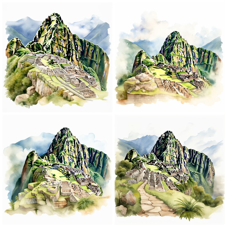 36 Machu Picchu PNG Clipart Bundle, Watercolor Lost City of the Incas ...