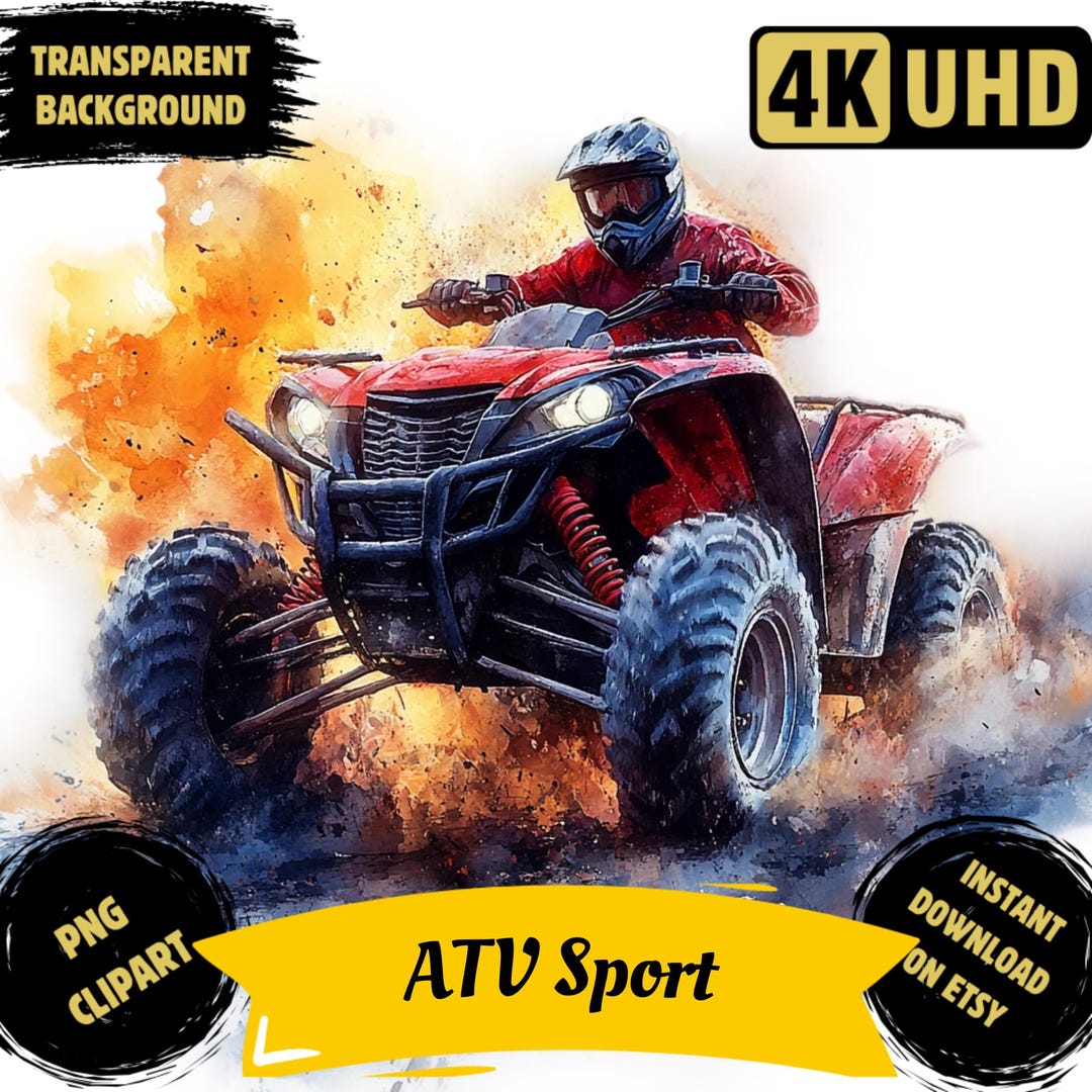 Watercolor ATV Sport PNG Printable Clipart,all-terrain Vehicle ...