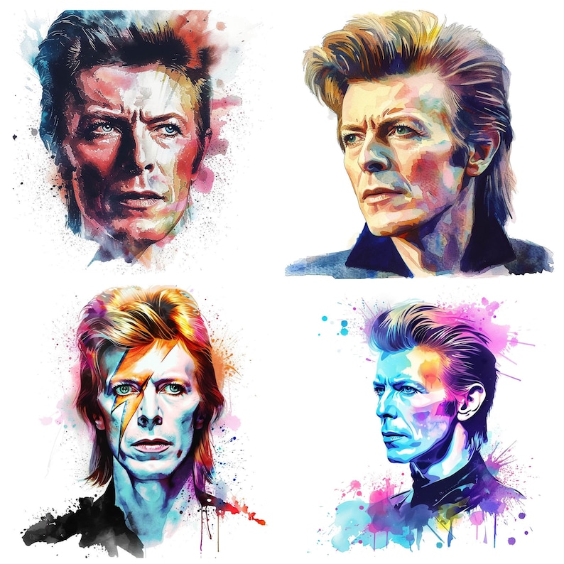 33 David Bowie JPG Clipart Bundle, Watercolor Abstract David Bowie ...