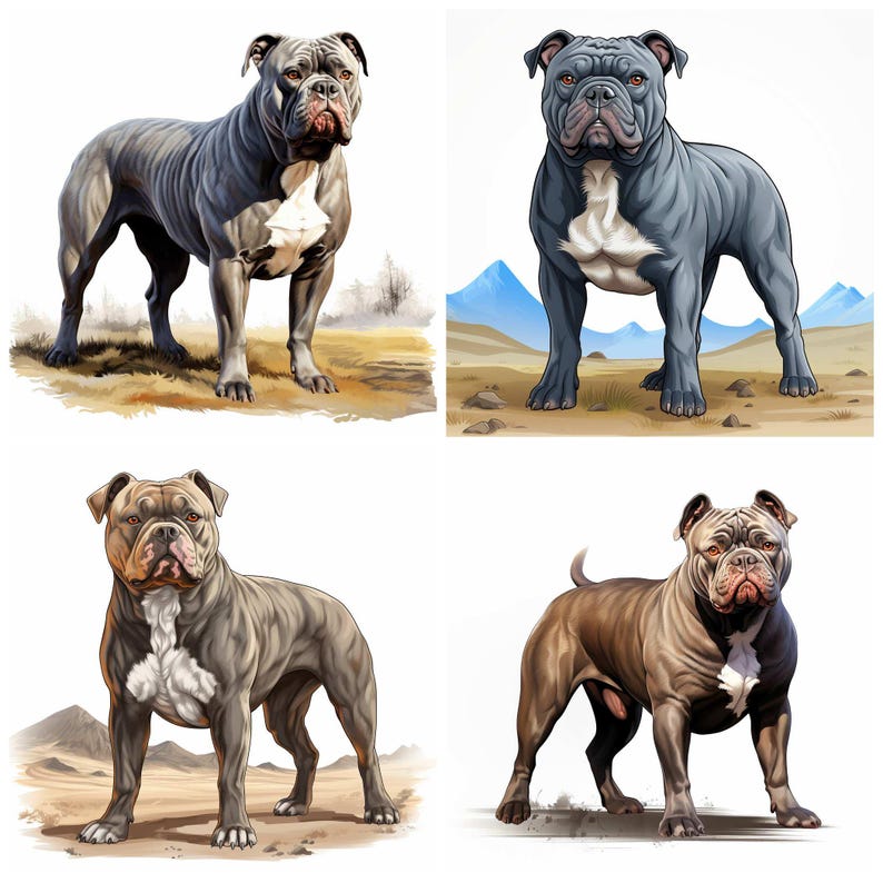 35 XL American Bully Dog Breed PNG Clipart Bundle, Watercolor American ...