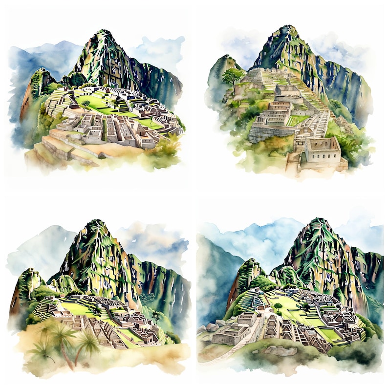 36 Machu Picchu PNG Clipart Bundle, Watercolor Lost City of the Incas ...