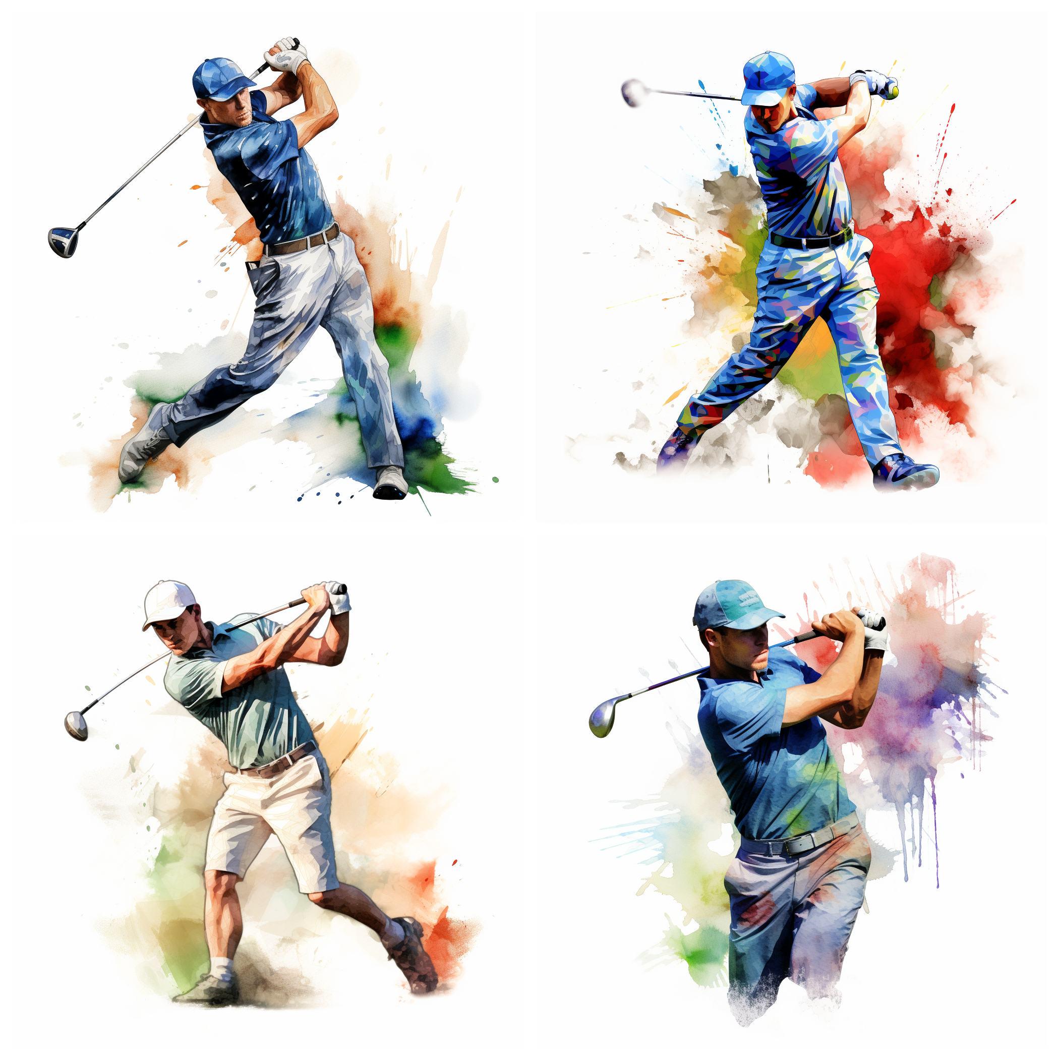 24 Golf Sport PNG Clipart, Watercolor Golf Scenery Illustration for POD ...