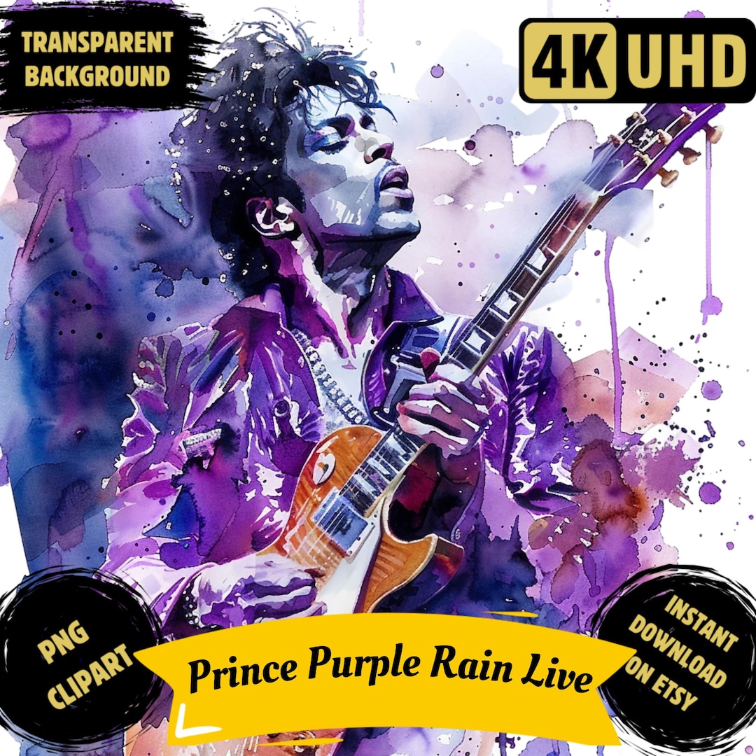 Prince Live PNG Clipart Bundle, Watercolor Prince With Electric Guitar ...